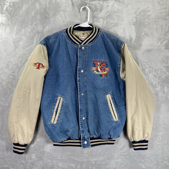Disney | Jackets & Coats | Vtg Disney Tigger Denim Varsity Jacket Mens ...
